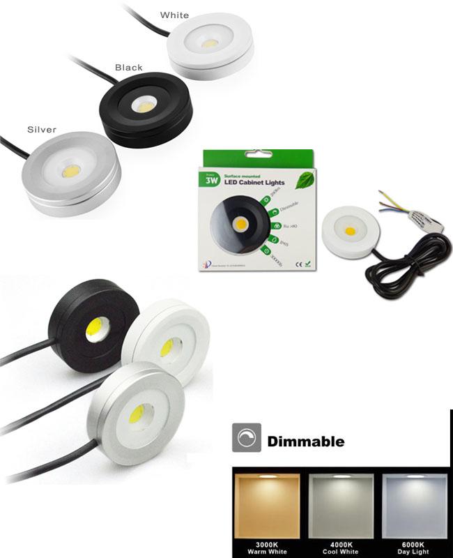 IP65 Dimmable led cabinet lights, Round shape, 3W surface mounted mini ...