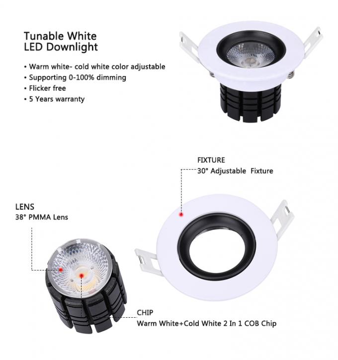 2000 - 6000K Color Temperature Adjustable LED Ceiling Spotlights ...
