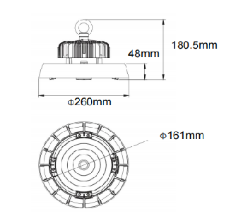 100W 150W 200W LED High Bay Lights 0-10V / Dali Dimmer Sensor 2Hrs Emergency